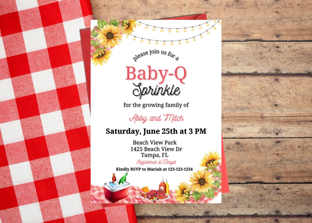 Baby Q Baby Shower/baby Sprinkle Invitation Template. Editable Baby Q ...