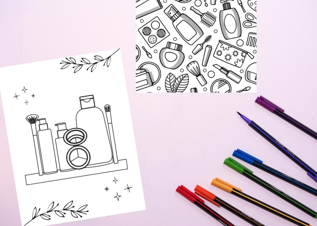 Makeup/beauty Digital Coloring Pages. Makeup and Hair Stylist Printable ...