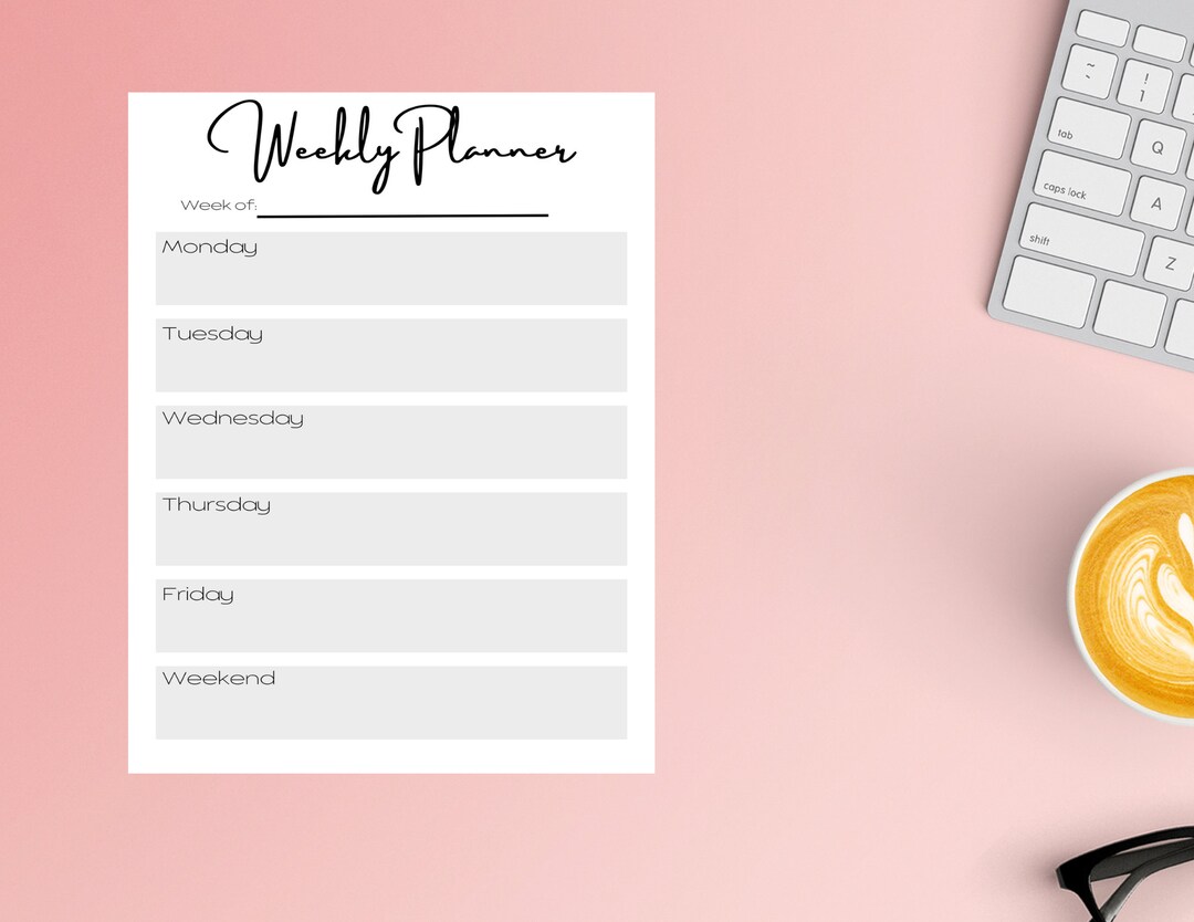 Minimalist Weekly Planner-printable Instant Download - Etsy