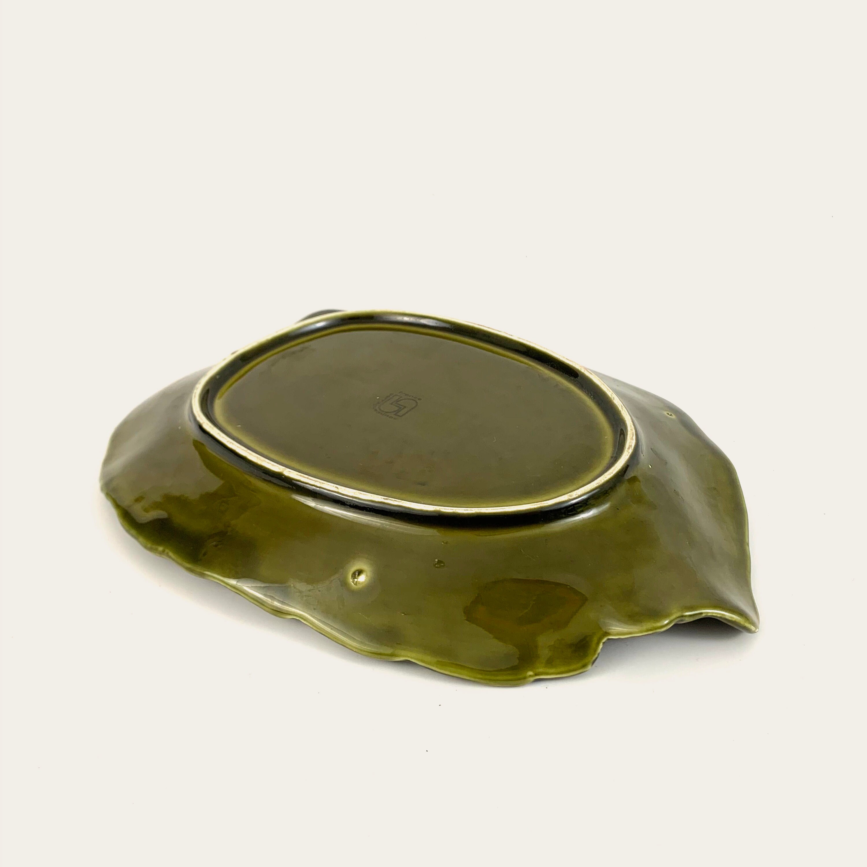 Large Green Glazed Ceramic Fern Leaf Dish - Etsy