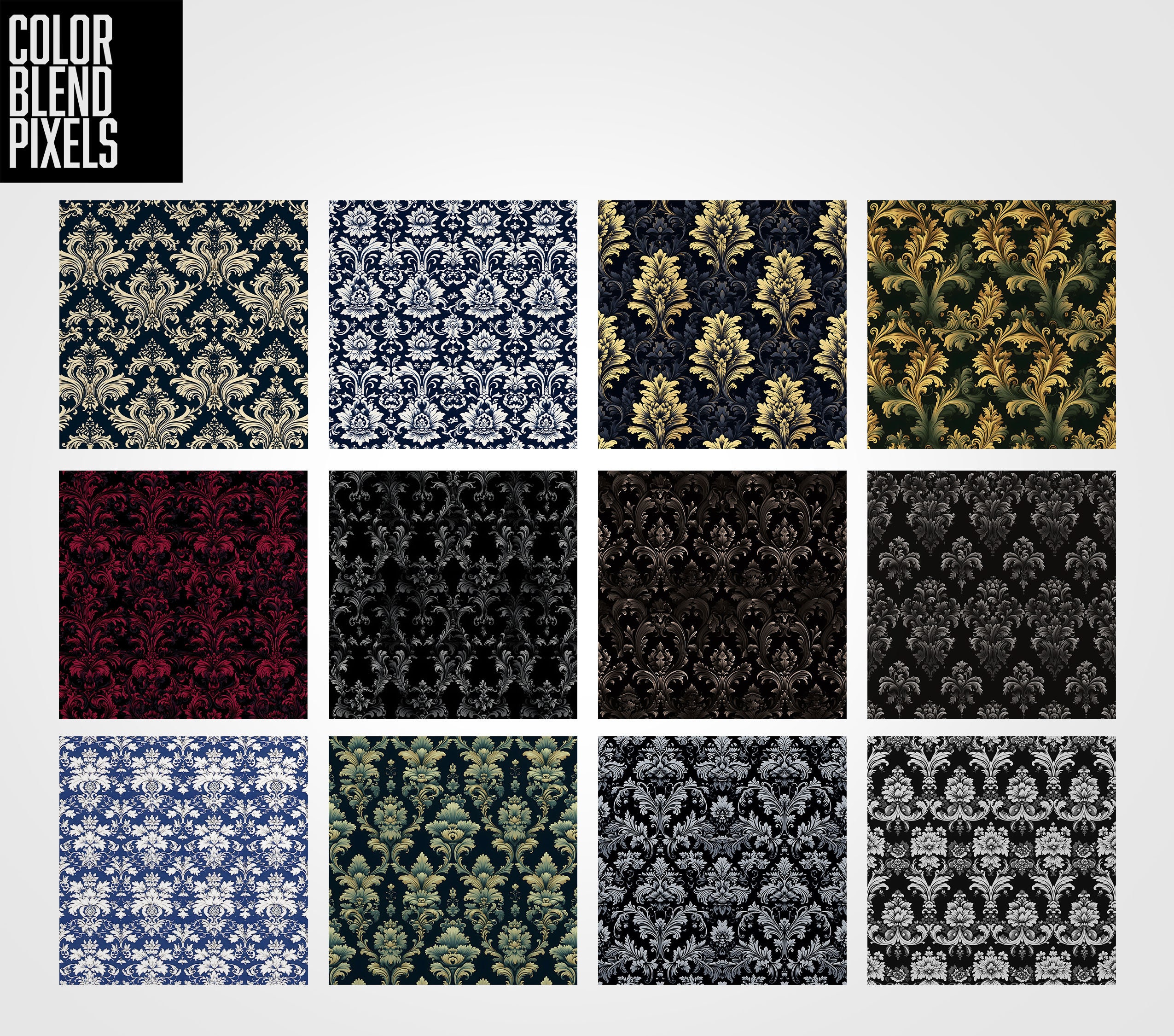 Victorian Black Damask Scrapbook Paper - Gothic Elegance Instant ...