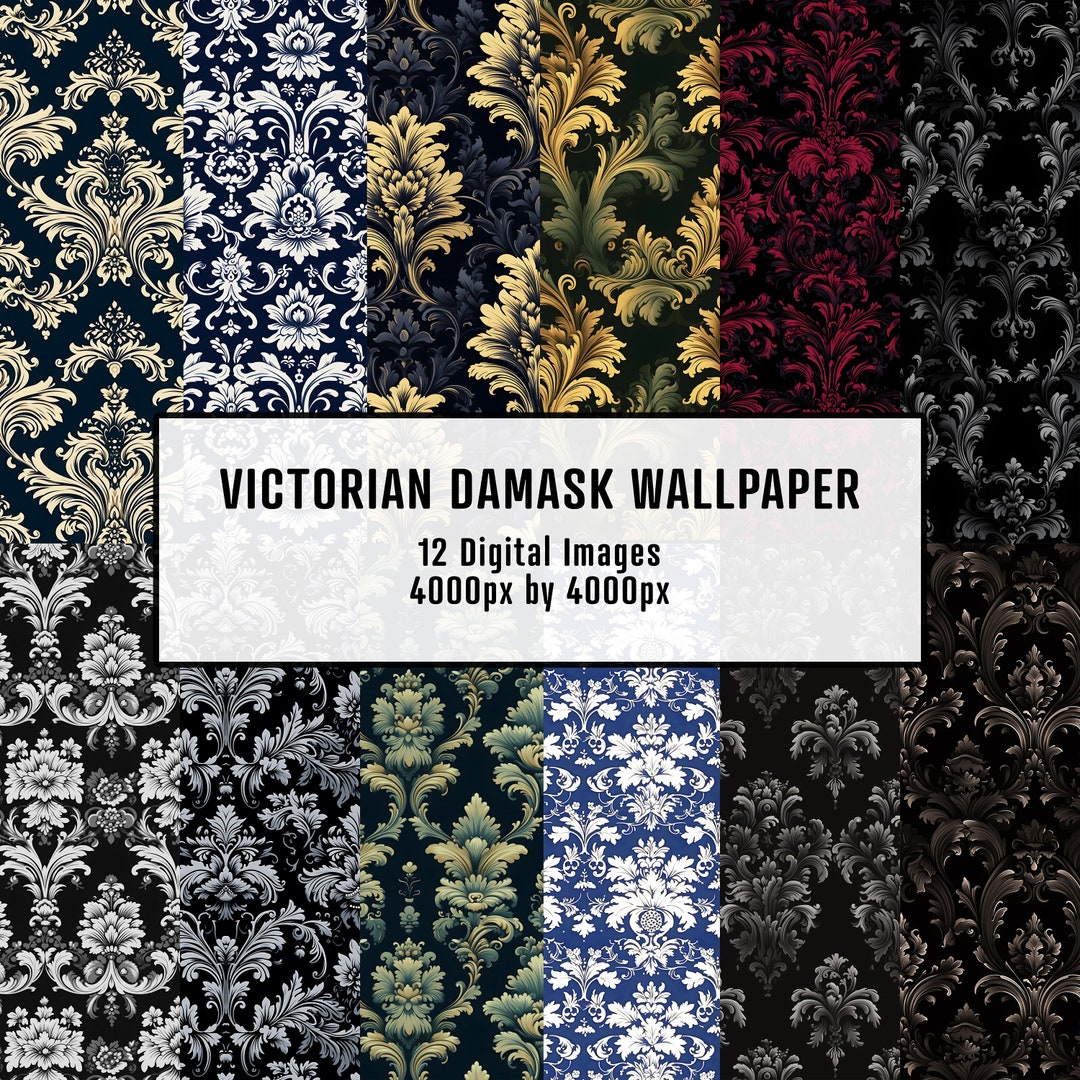 Victorian Black Damask Scrapbook Paper - Gothic Elegance Instant ...