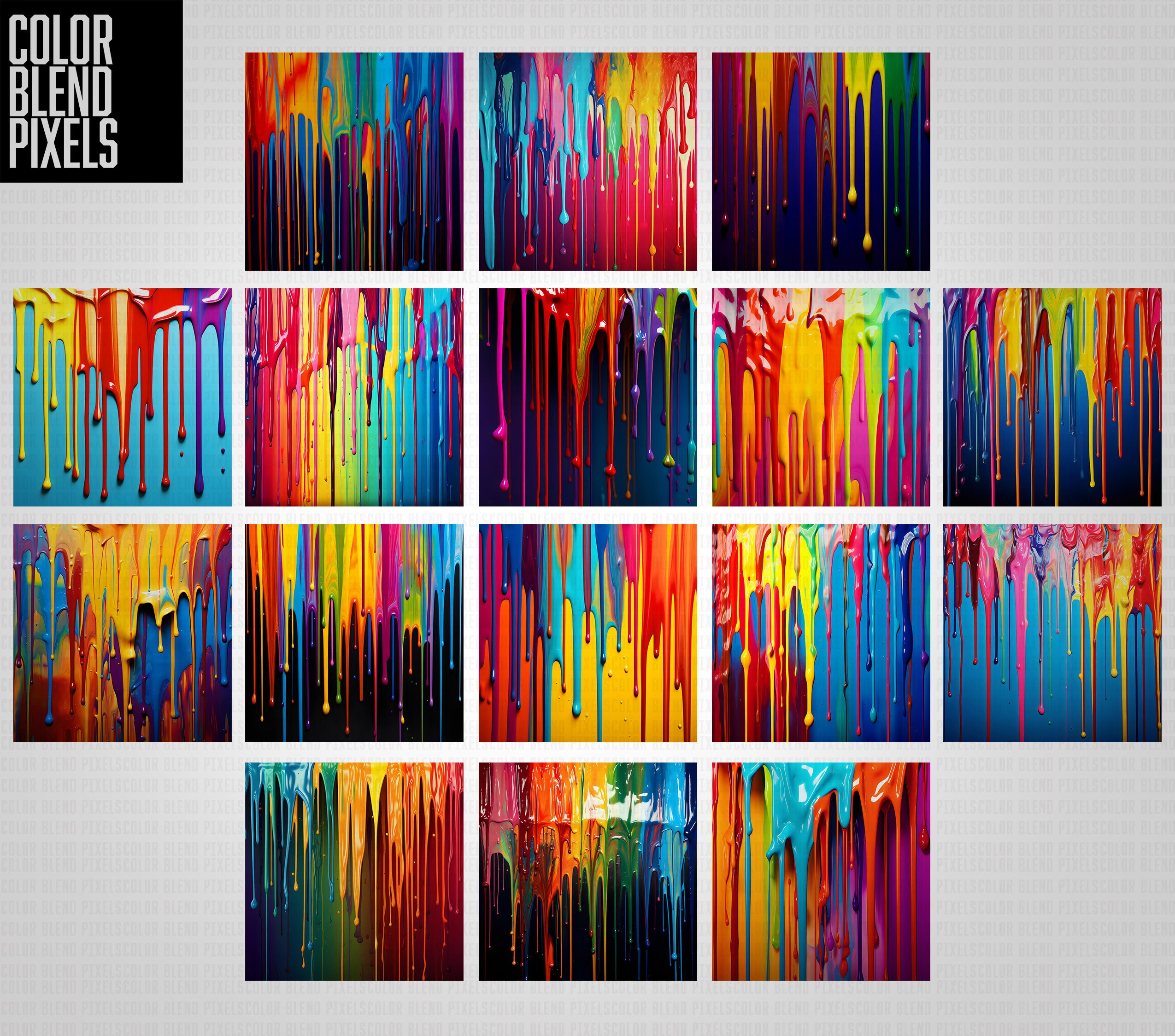 Paint Drip Backgrounds Digital Paper, Colorful, Texture - Etsy