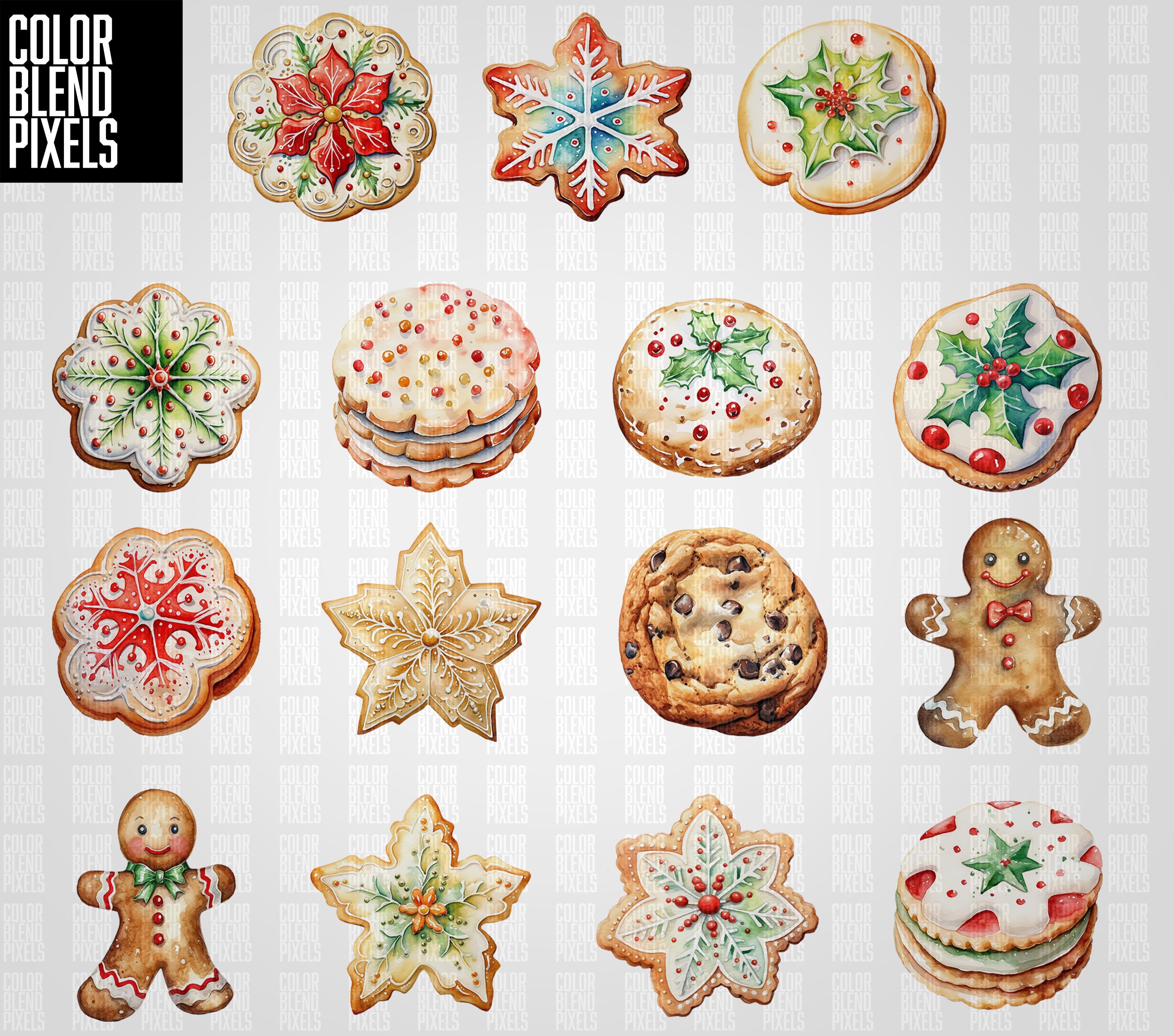 Holiday Cookies, Clipart Bundle - 15 Transparent Background Pngs ...