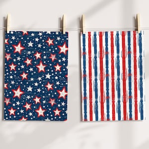 Patriotic Patterns, Red, White, and Blue Digital Paper Collection ...