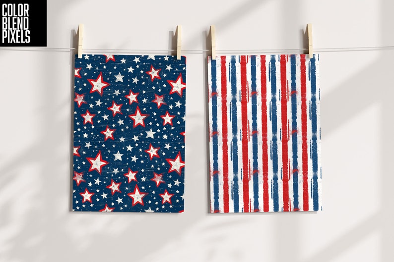 Patriotic Patterns, Red, White, and Blue Digital Paper Collection ...