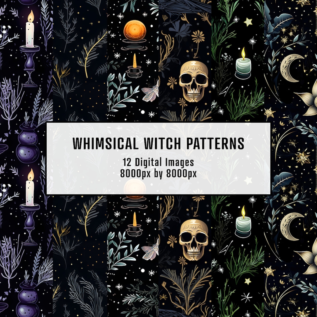 Magical Halloween Digital Patterns - Witchy Theme Scrapbook Papers ...