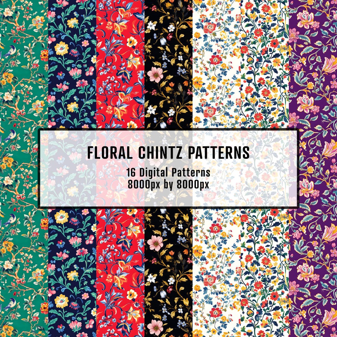 Floral Chintz Patterns, Seamless Flowers Backgrounds - Colorful ...