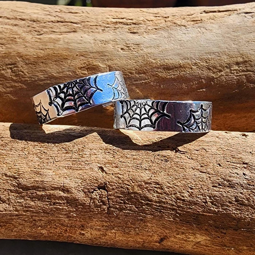 Spider Web Adjustable Ring, Stamped Ring, Non-tarnish Aluminum ...