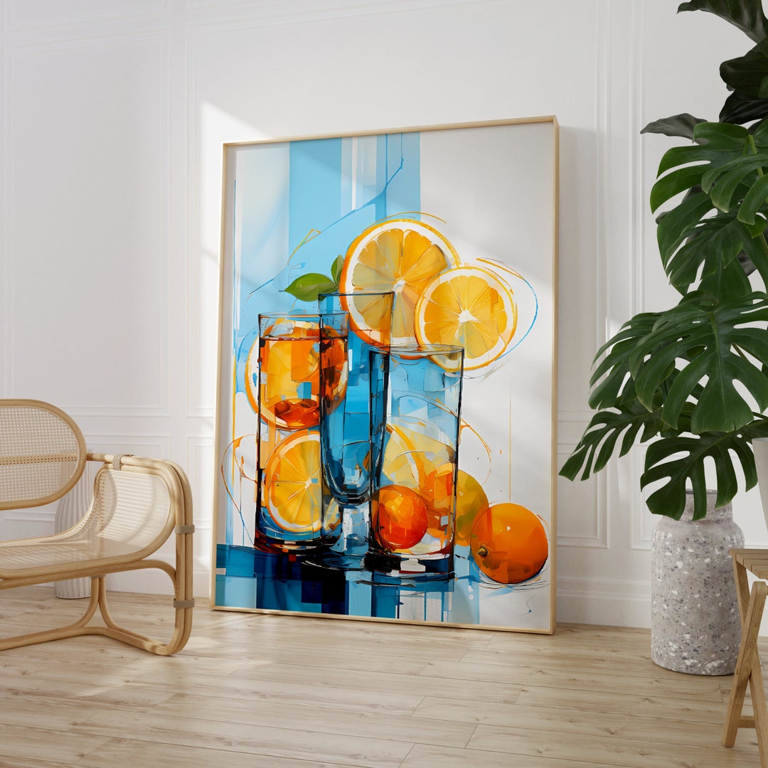 Orange Juice Wall Art Print, Kitchen Home Decor, Artistic Wall Poster ...