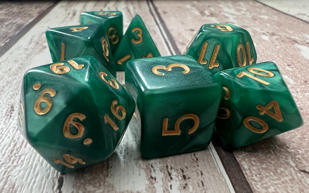 Jade Green Marble Table-top Role Play Game Dice Set of 7 Dice. Dungeons ...