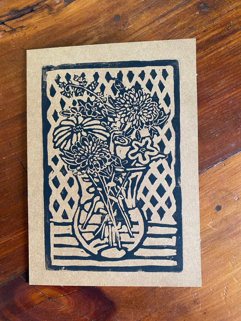 Floral Printed Card - Etsy