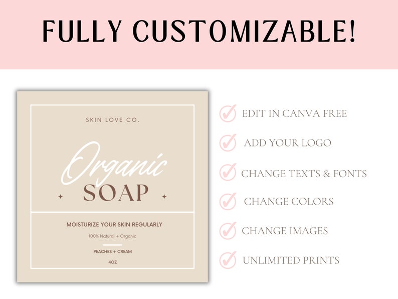 Soap Label Canva Template Editable Bar Soap Wrap Custom Soap Label ...