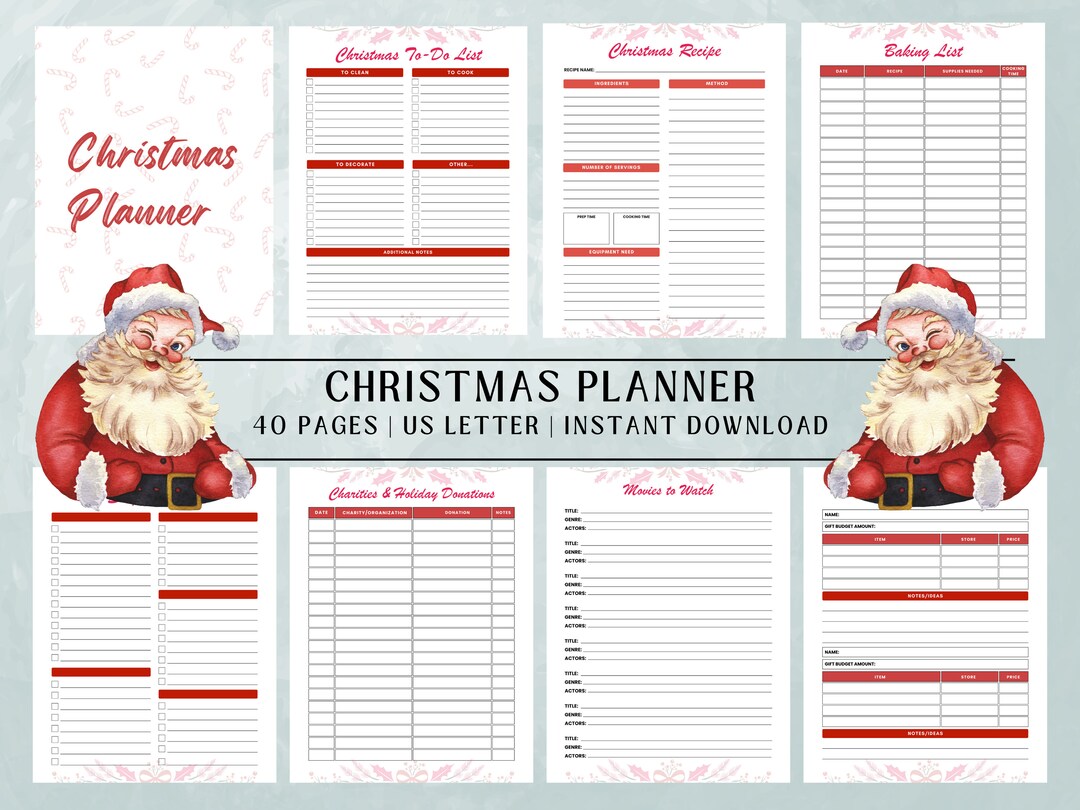 Christmas Planner Printable Holiday Planner Gift Budget - Etsy