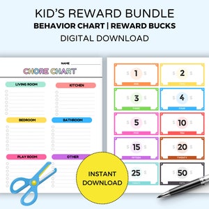 Kids Reward Bundle Behavior Chart Reward Bucks Reward - Etsy