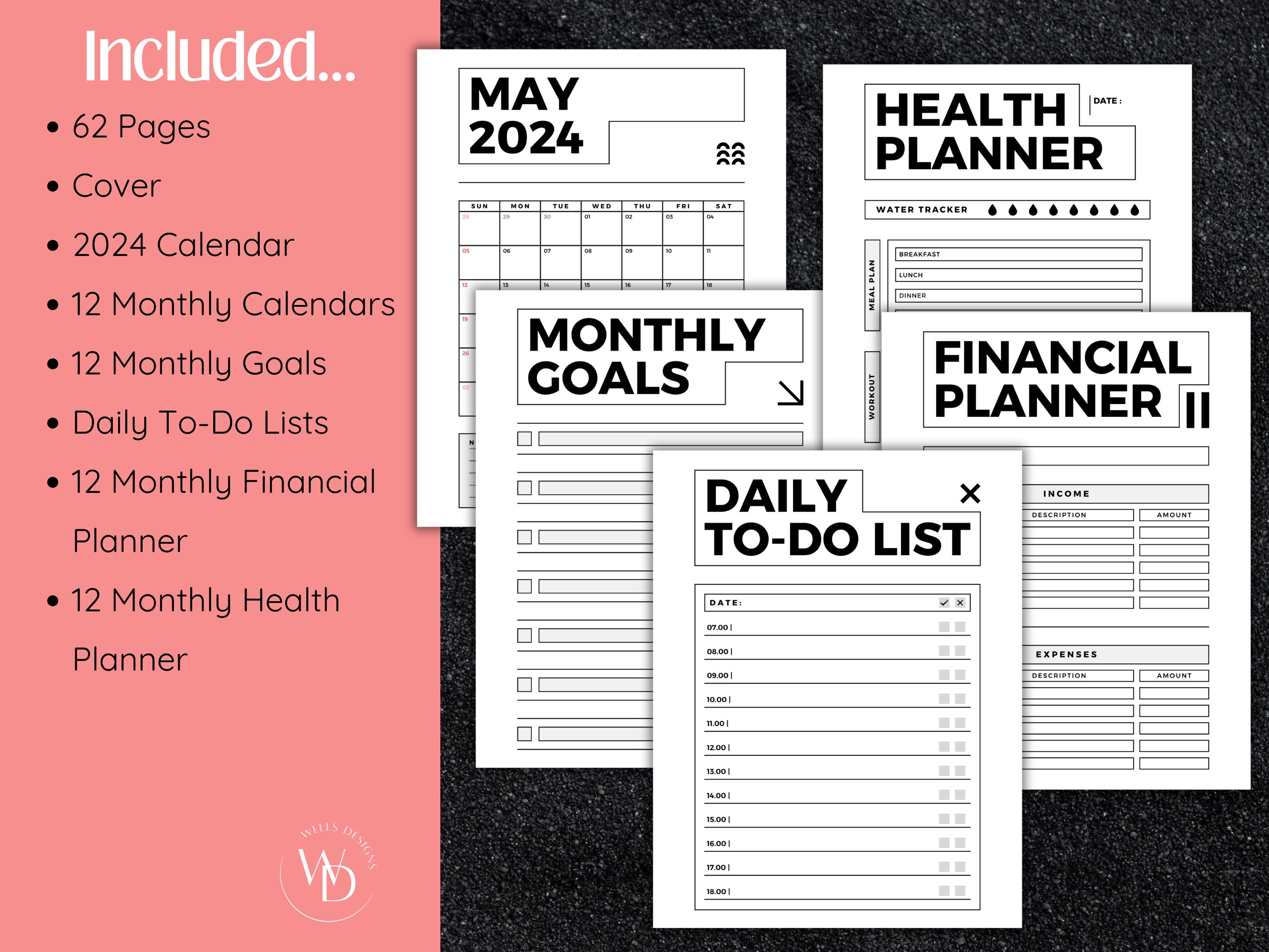 2024 Planner Journal 2024 Planner DATED 2024 Printable Planner Daily ...
