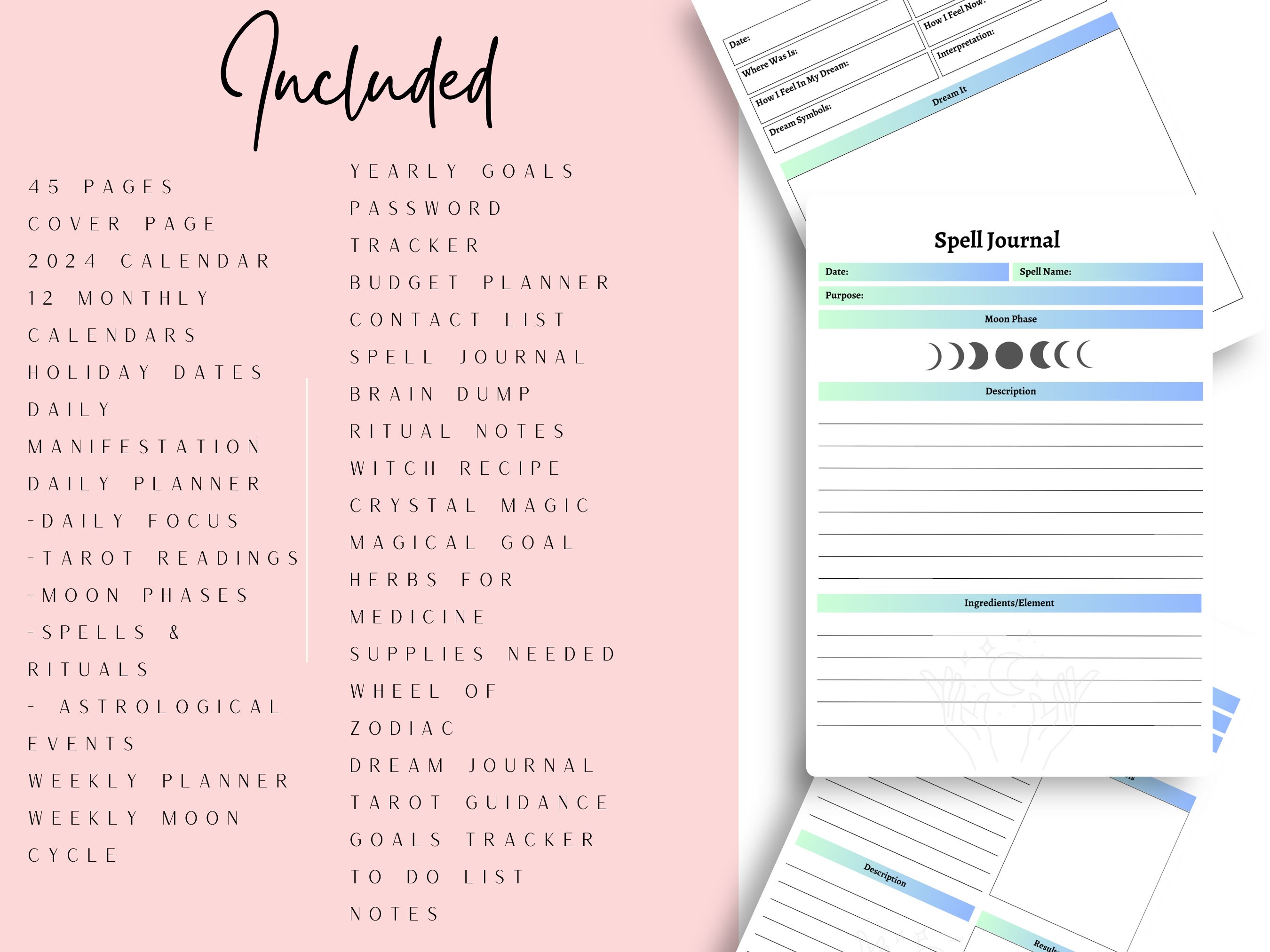 Witch Planner 2024 Ritual Calendar Tarot Card Journal Trackers - Etsy