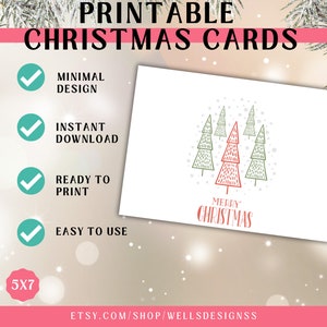 Printable Christmas Cards Festive Printable Christmas Cards - Etsy