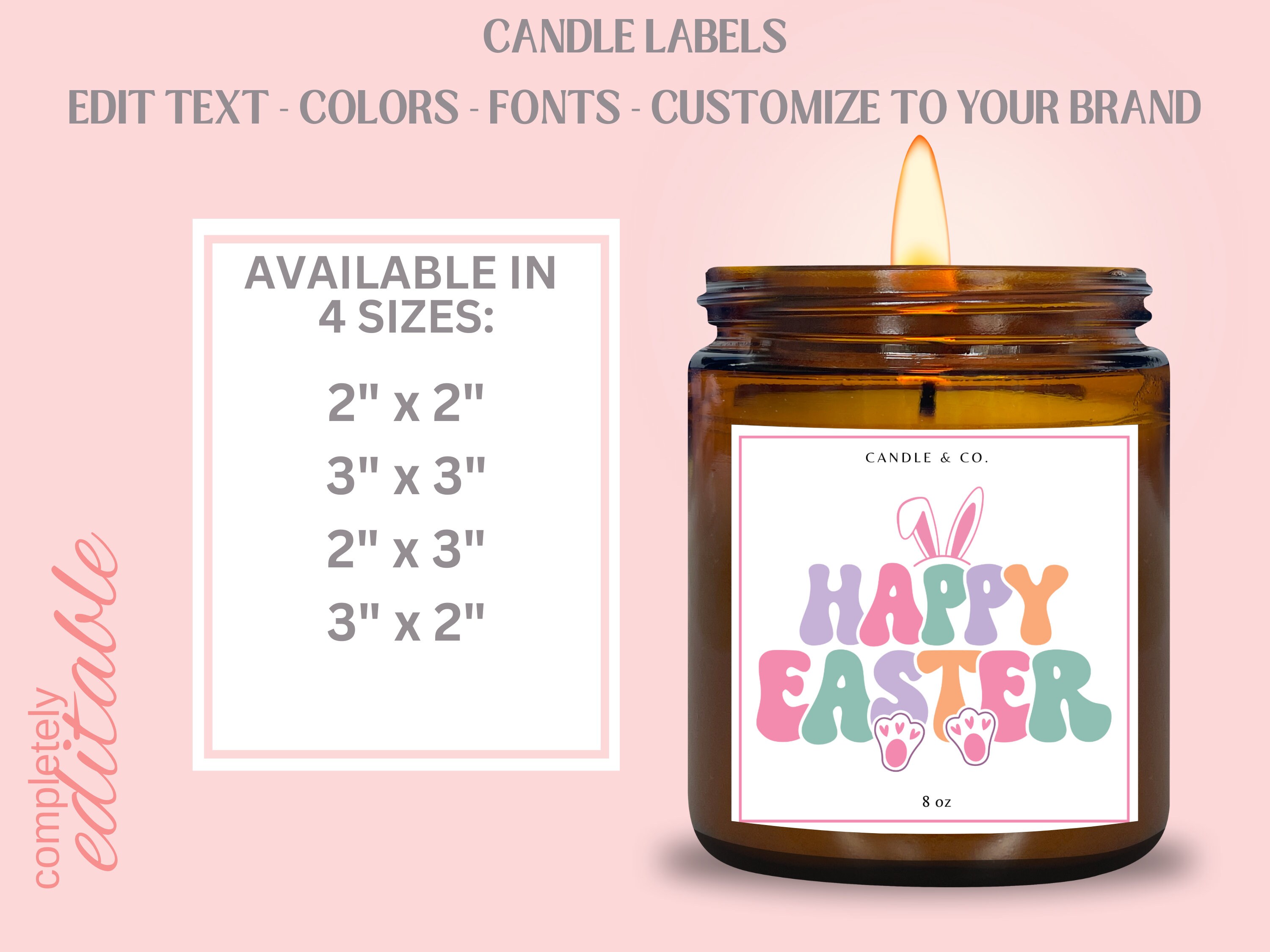 Editable Candle Labels Easter Candle Labels Easter Bunny Candles - Etsy