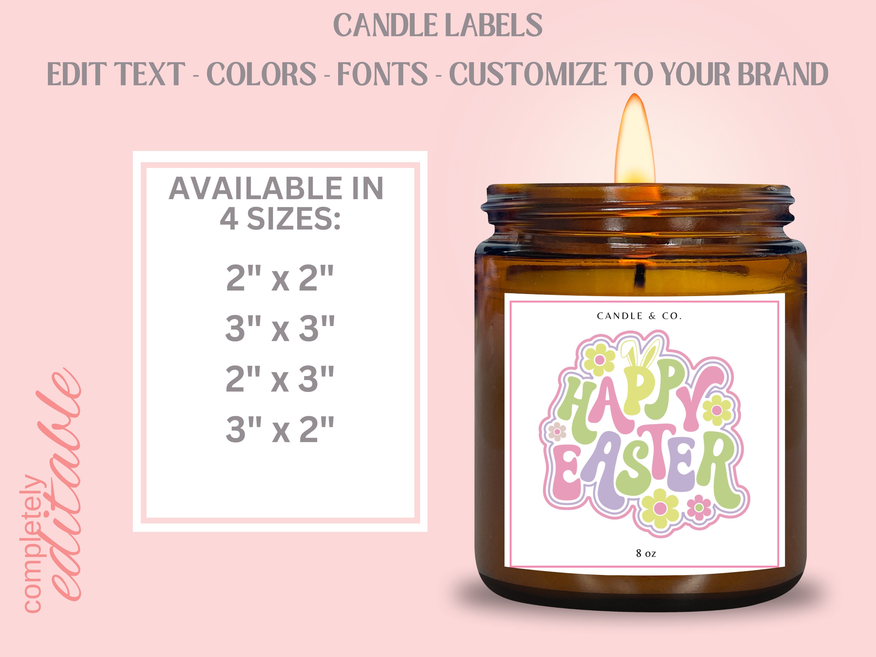 Editable Candle Labels Easter Candle Labels Easter Bunny Candles - Etsy
