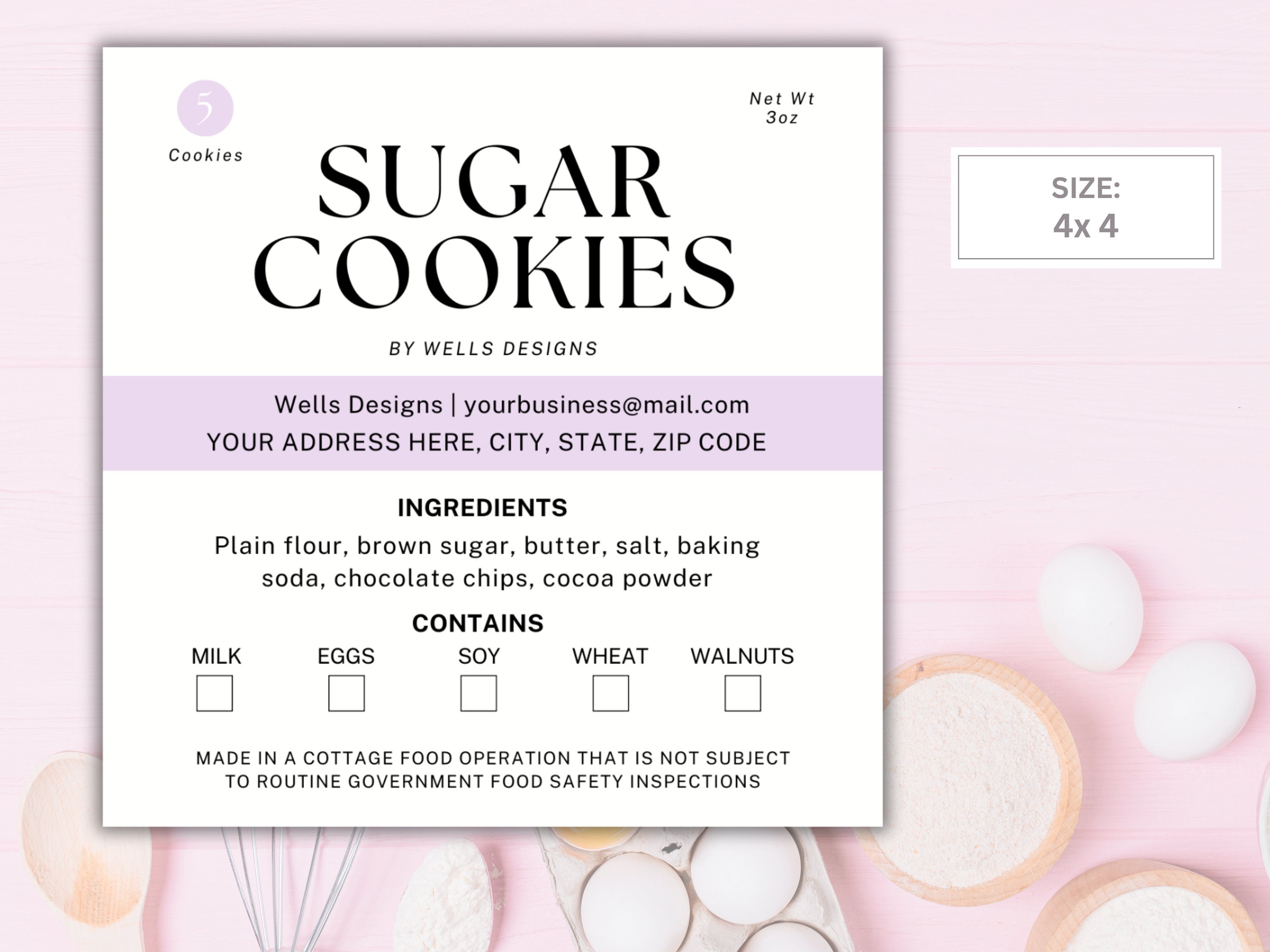 Cottage Food Label Home Baked Goods Label Printable Food Label Cottage ...