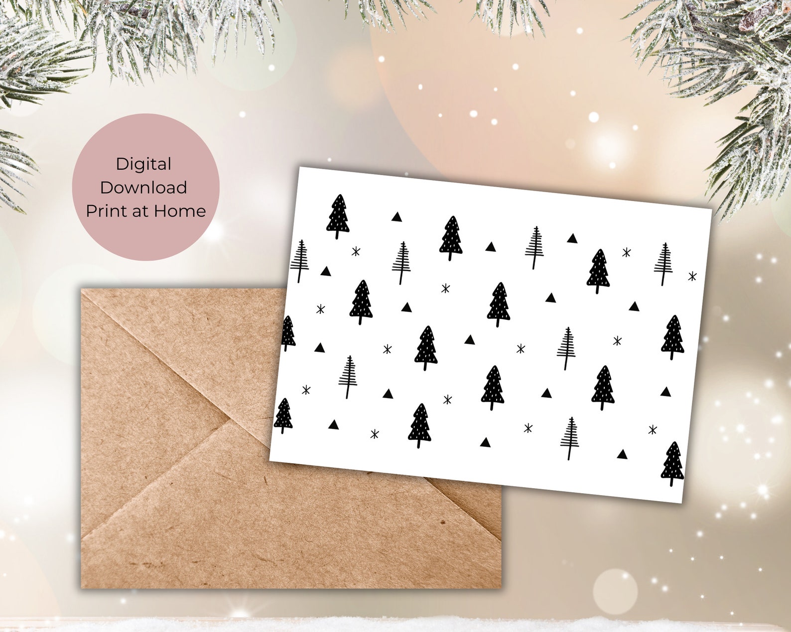 Printable Christmas Cards Festive Printable Christmas Cards - Etsy