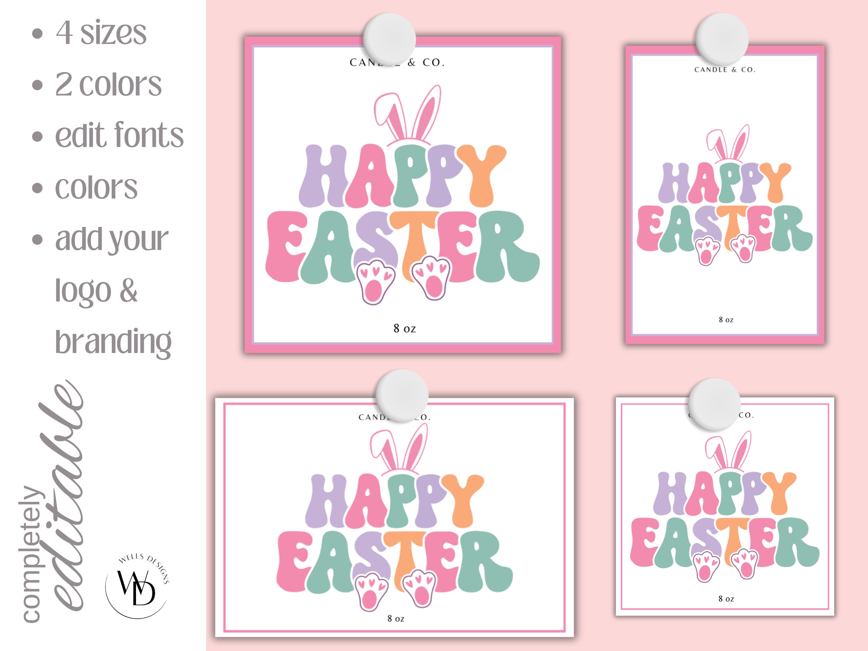 Editable Candle Labels Easter Candle Labels Easter Bunny Candles - Etsy