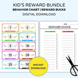 Kids Reward Bundle Behavior Chart Reward Bucks Reward - Etsy
