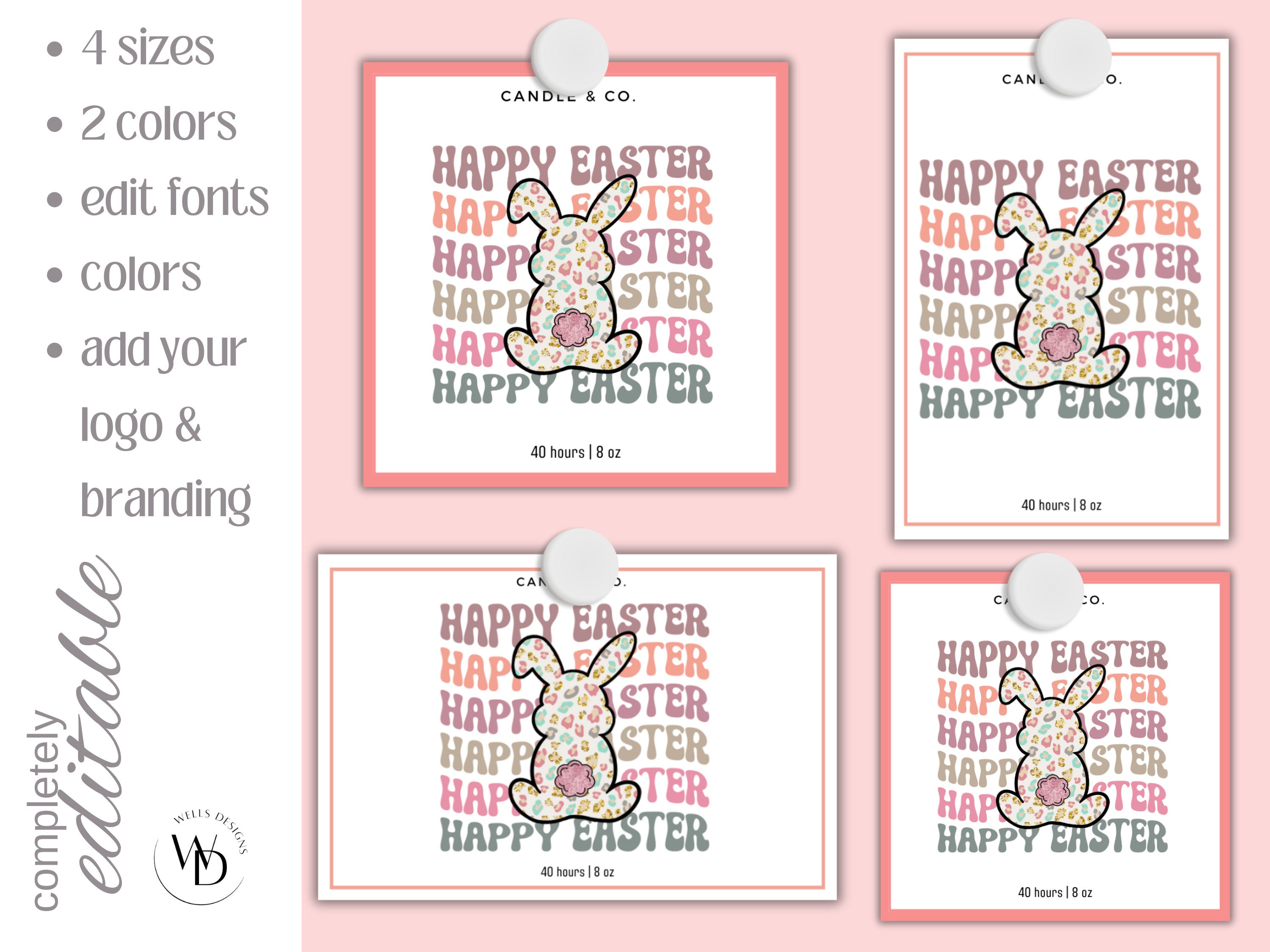 Editable Candle Labels Easter Candle Labels Easter Bunny Candles - Etsy