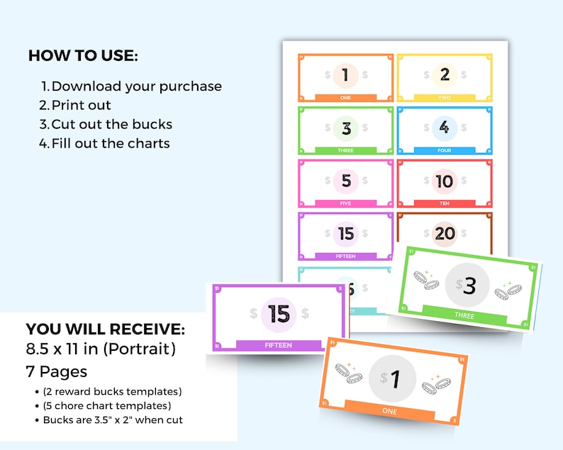 Kids Reward Bundle Behavior Chart Reward Bucks Reward - Etsy