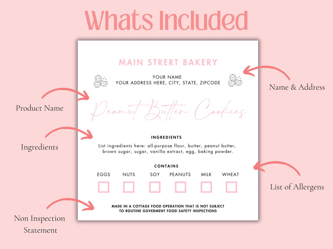 Editable Cottage Law Labels Template Minimalist Cookies Ingredients ...