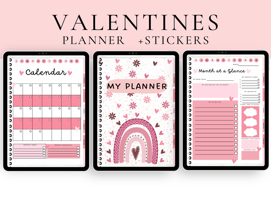 Digital Valentines Themed Planner With Stickers - Etsy