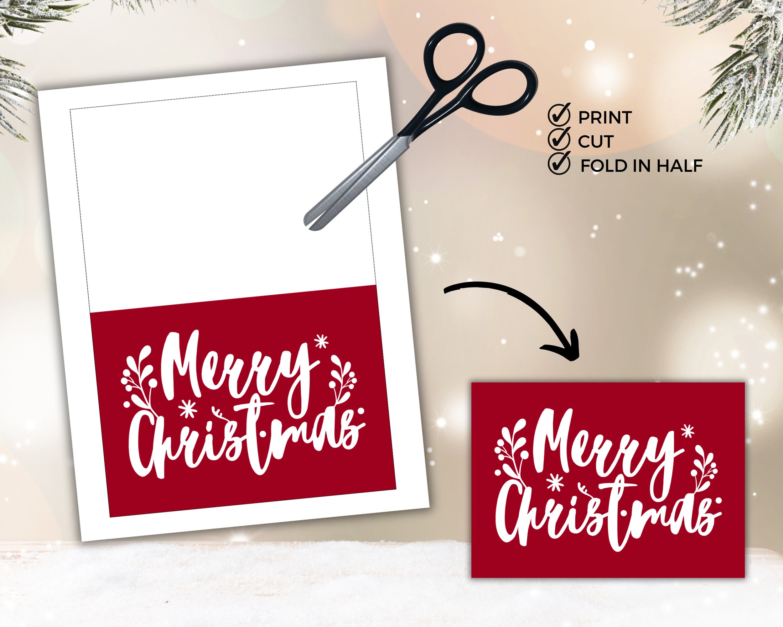 Printable Christmas Cards Festive Printable Christmas Cards - Etsy