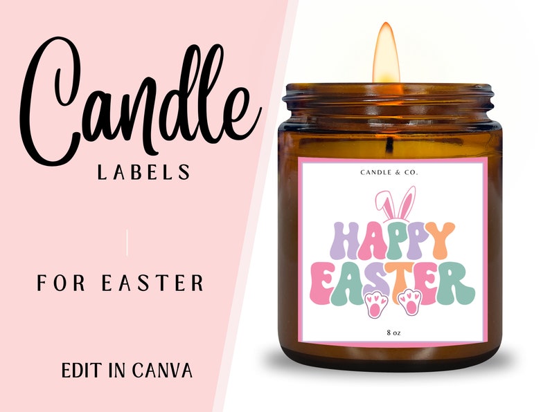 Editable Candle Labels Easter Candle Labels Easter Bunny Candles - Etsy