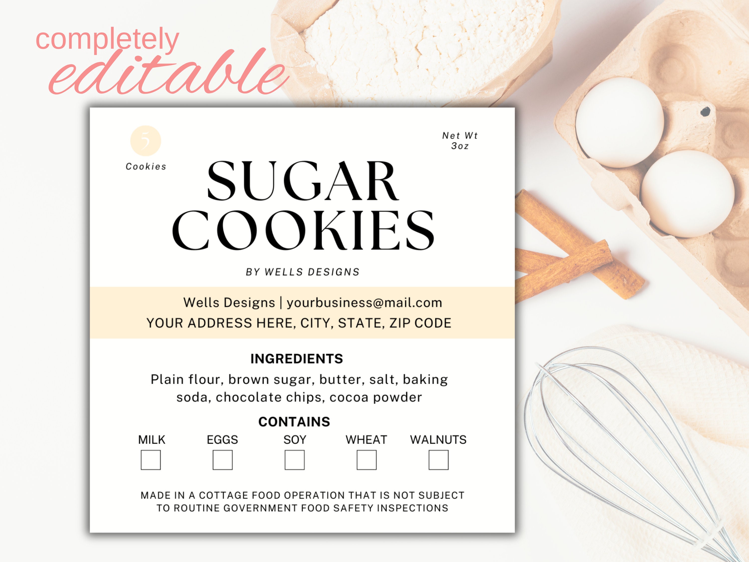 Cottage Food Label Home Baked Goods Label Printable Food Label Cottage ...