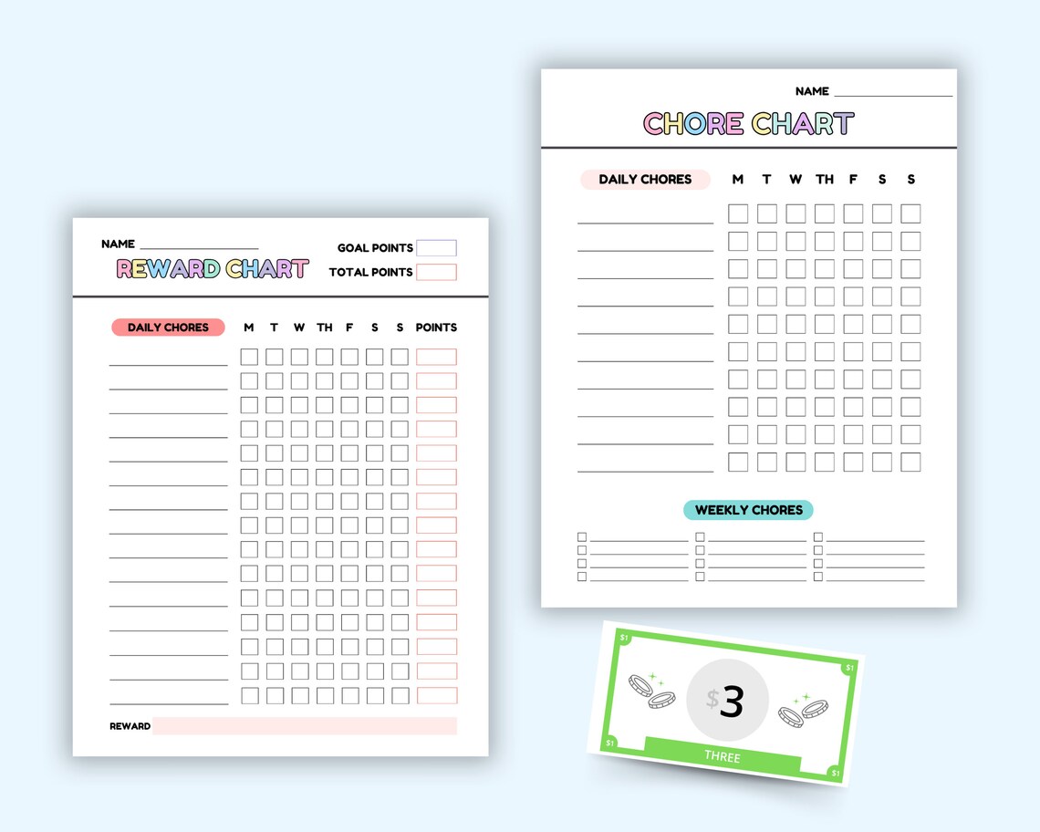 Kids Reward Bundle Behavior Chart Reward Bucks Reward - Etsy