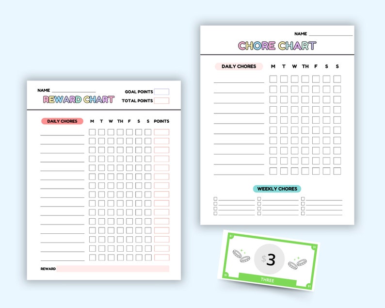 Kids Reward Bundle Behavior Chart Reward Bucks Reward - Etsy
