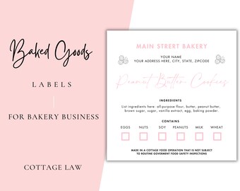 Editable Cottage Law Labels Template, Custom Home Bakery, Cookies ...
