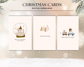 Printable Christmas Cards Festive Printable Christmas Cards - Etsy