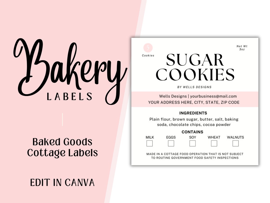 Cottage Food Label Home Baked Goods Label Printable Food Label Cottage ...