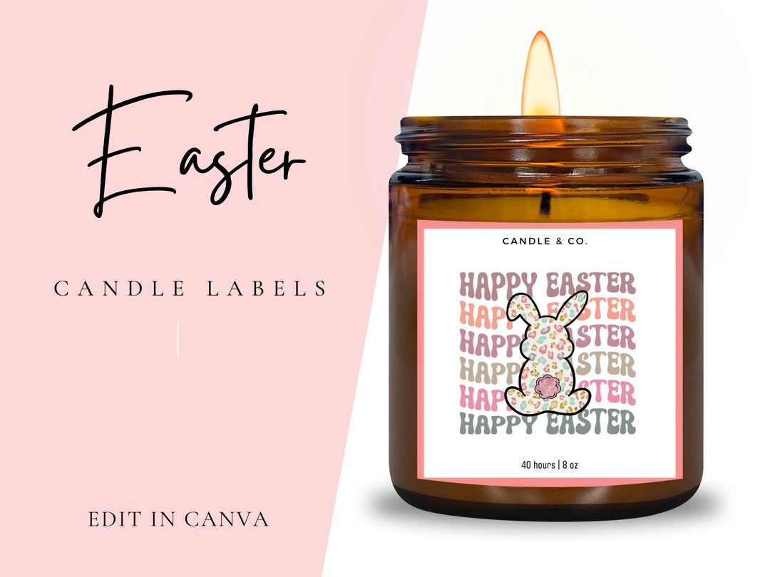 Editable Candle Labels Easter Candle Labels Easter Bunny Candles - Etsy