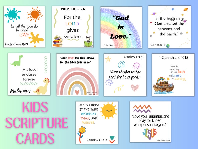 Kids Scripture Bible Verses Cards Bible Study for Kids - Etsy