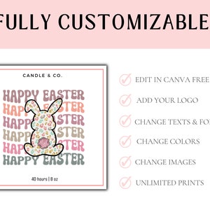 Editable Candle Labels Easter Candle Labels Easter Bunny Candles - Etsy