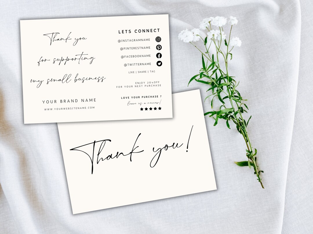 Thank You Card Edit in Canva Printable Cards Editable Thank - Etsy