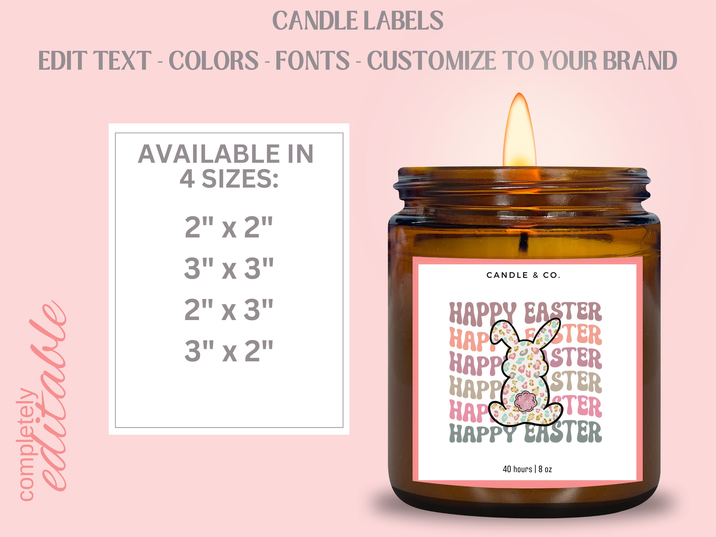 Editable Candle Labels Easter Candle Labels Easter Bunny Candles - Etsy