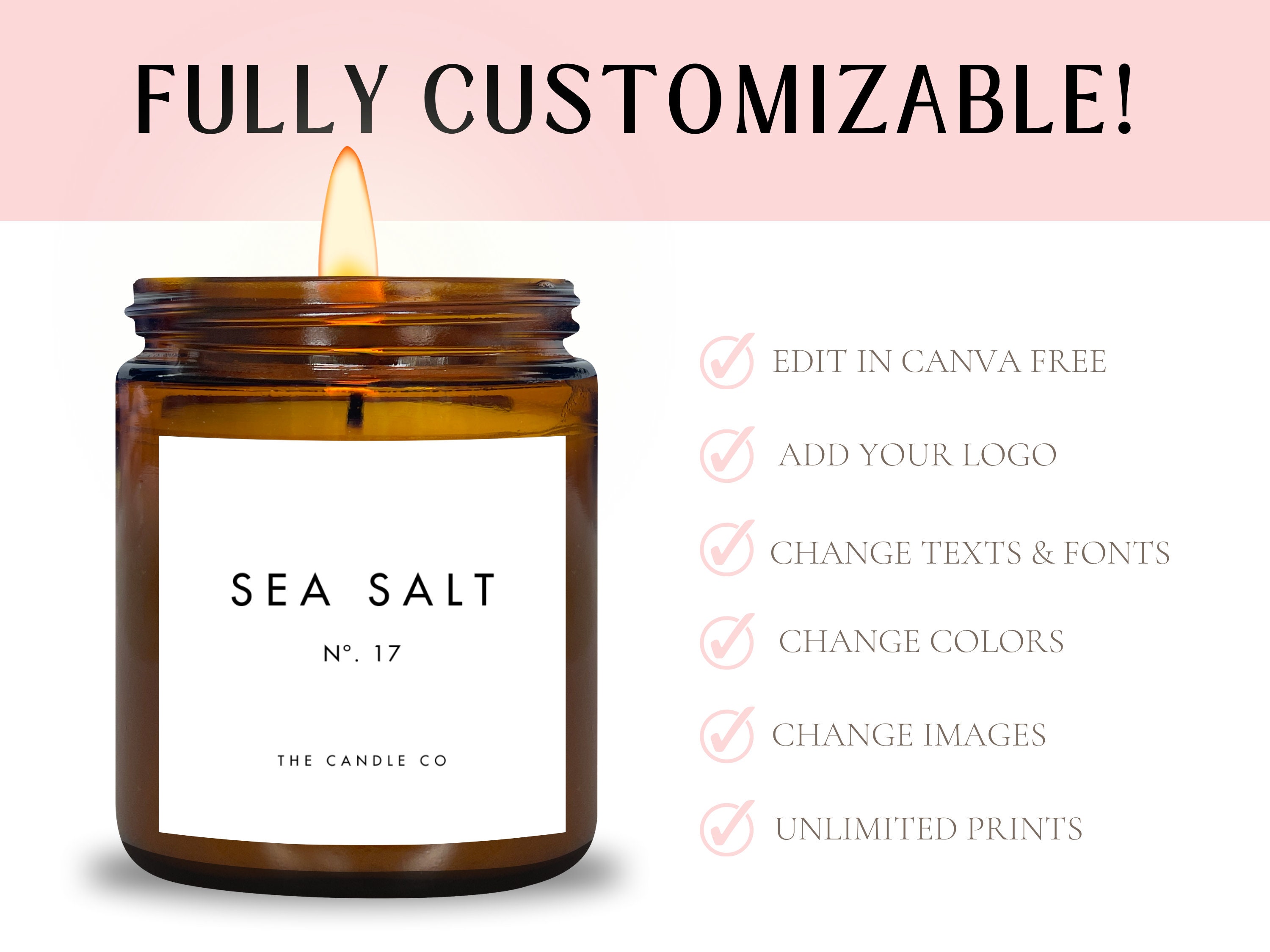DIY Minimal Candle Label Template Modern Candle Label Customizable ...