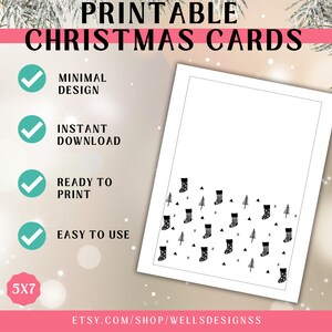 Printable Christmas Cards Festive Printable Christmas Cards - Etsy