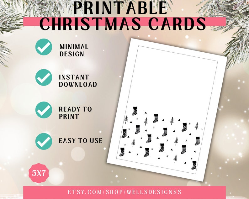 Printable Christmas Cards Festive Printable Christmas Cards - Etsy