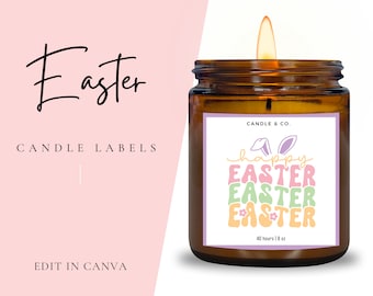 Editable Candle Labels Easter Candle Labels Easter Bunny Candles - Etsy