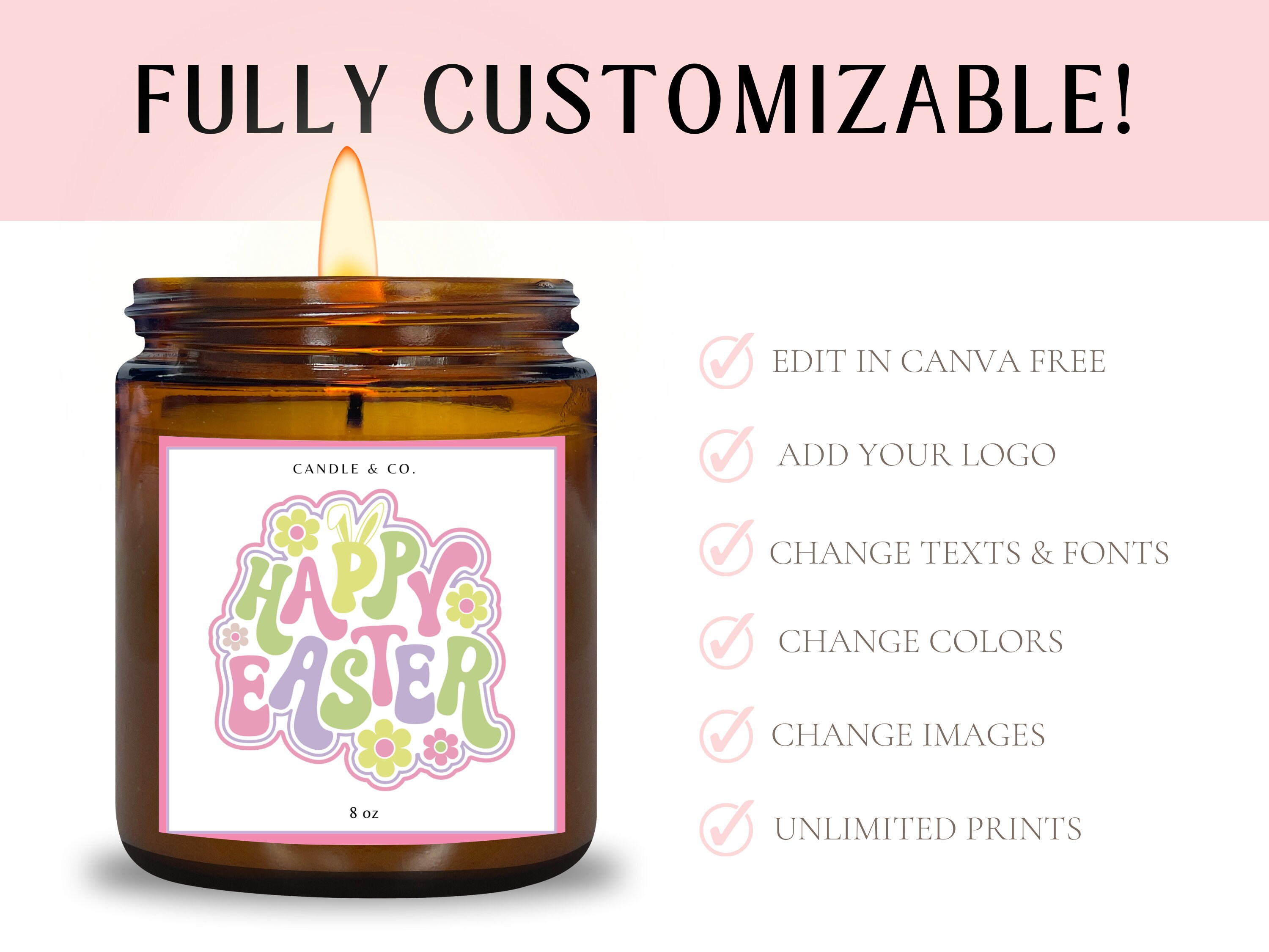 Editable Candle Labels Easter Candle Labels Easter Bunny Candles - Etsy